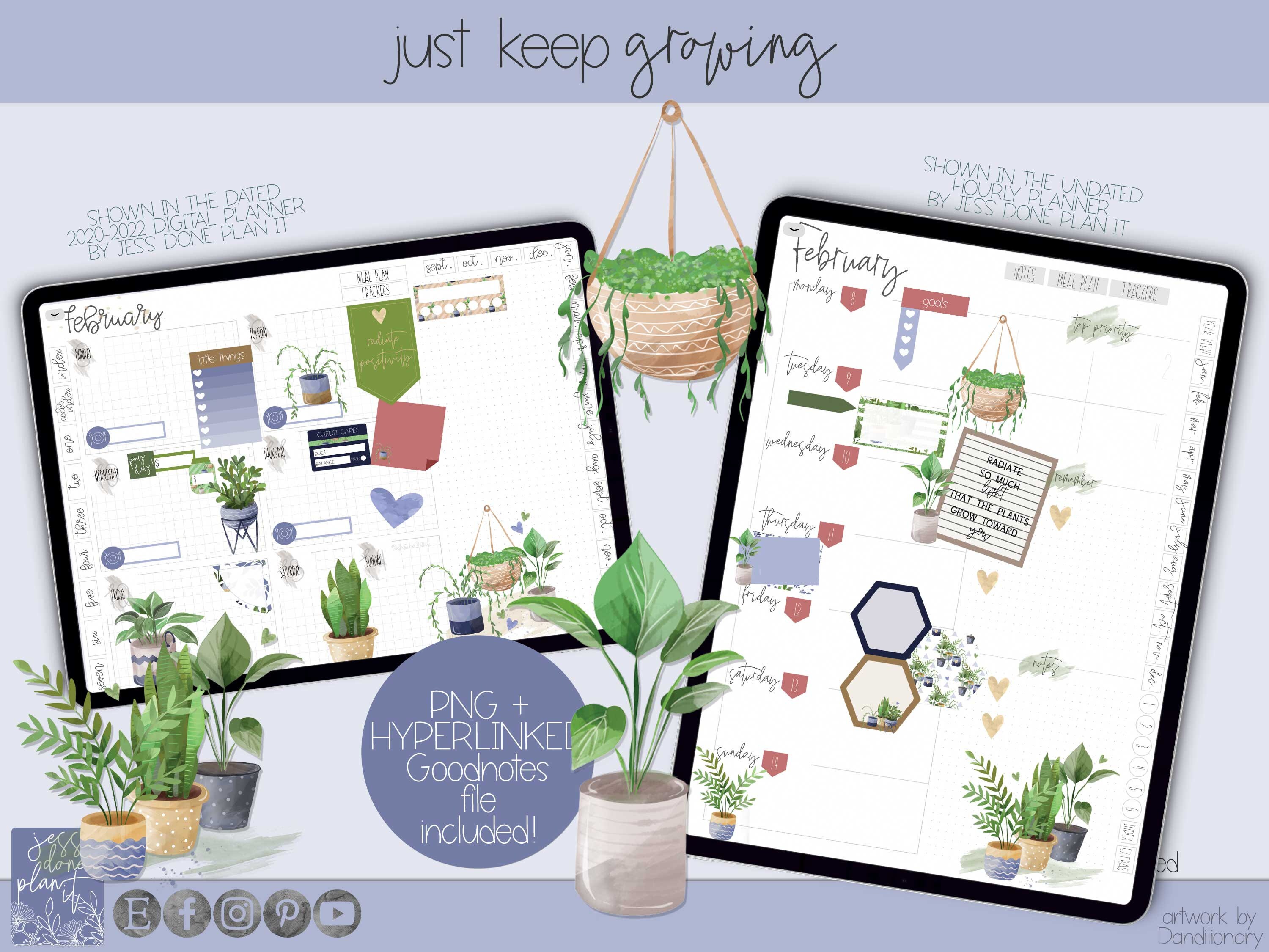 Goodnotes stickers Spring House Plants Cute Digital Planner Stickers ...
