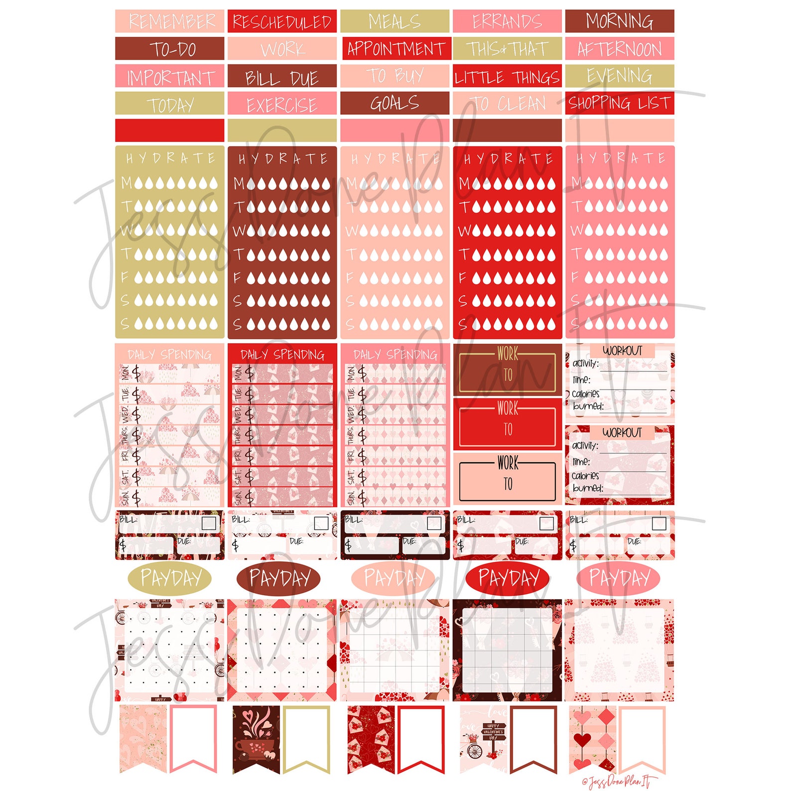 Valentines Day Digital Planner Stickers | Love Stickers | Heart ...