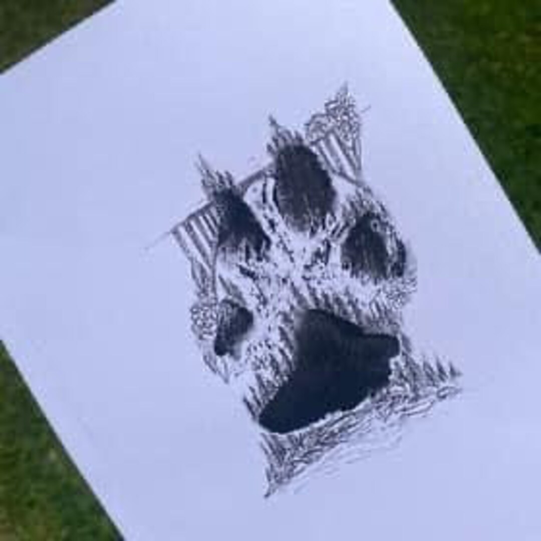 Dog Paw Print Custom Drawing Pet Portrait - Etsy