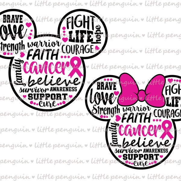 Mickey Mouse Breast Cancer Awareness Svg - Etsy