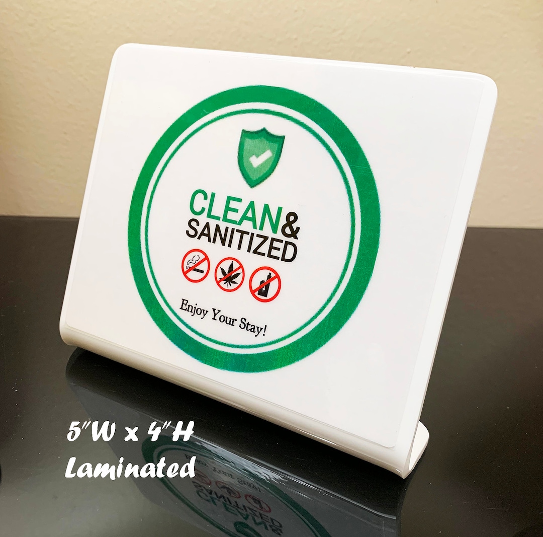 Clean 3 Pack and Sanitized Laminated White Acrylic Sign for - Etsy