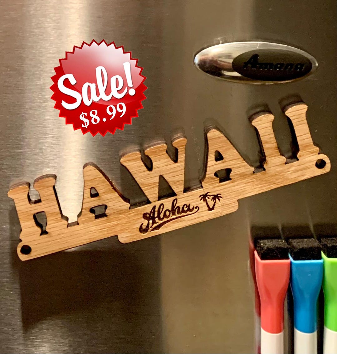 Deluxe Hawaiian Islands Wood Fridge Travel Magnet Signs, Oahu, Maui ...