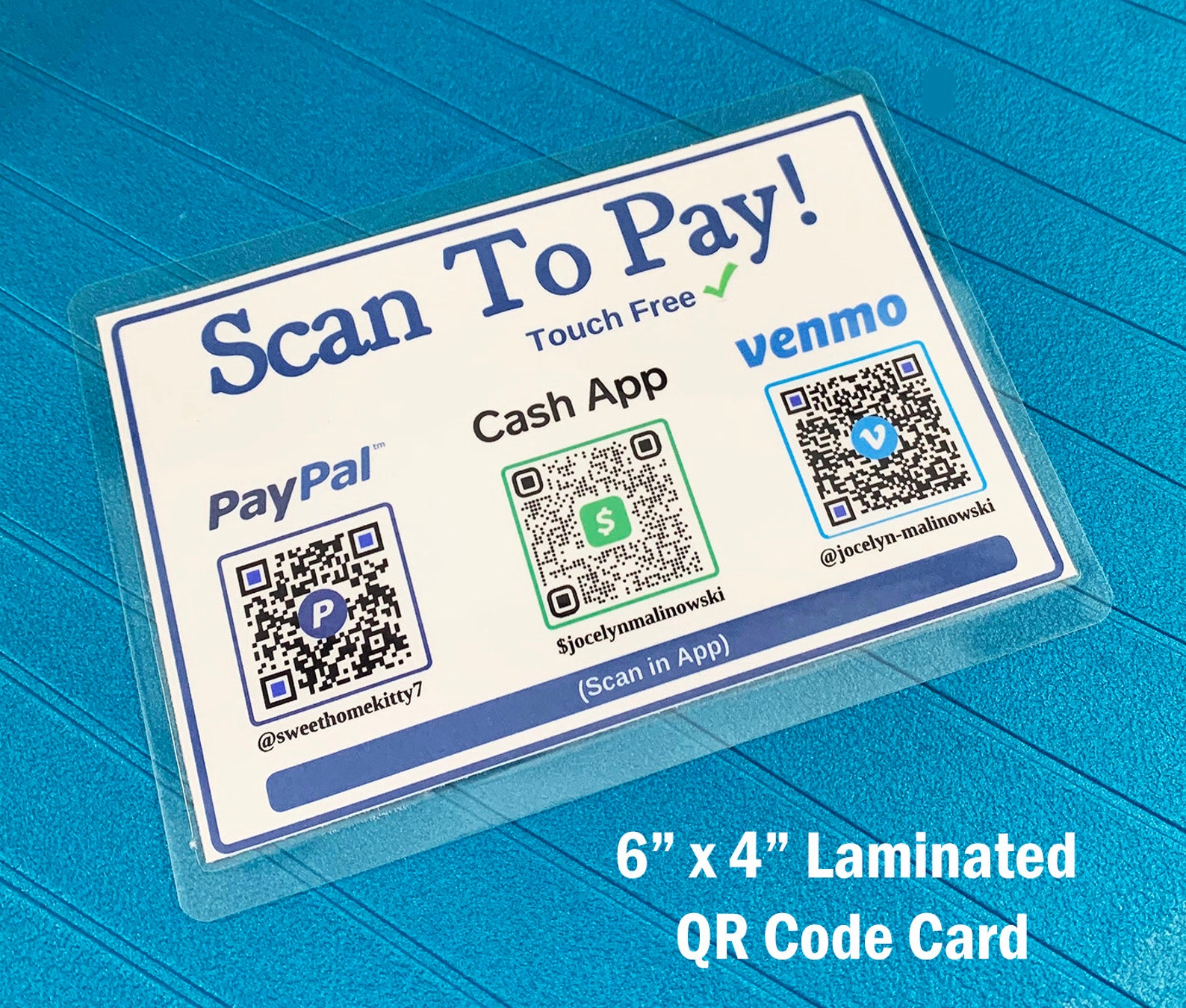 Mobile QR Code Laminated Venmo Cash App and Paypal Payment | Etsy