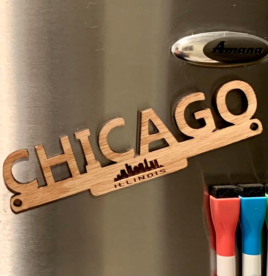 Deluxe Chicago, Illinois Wood Fridge Magnet for Home, Condo, Apartment ...