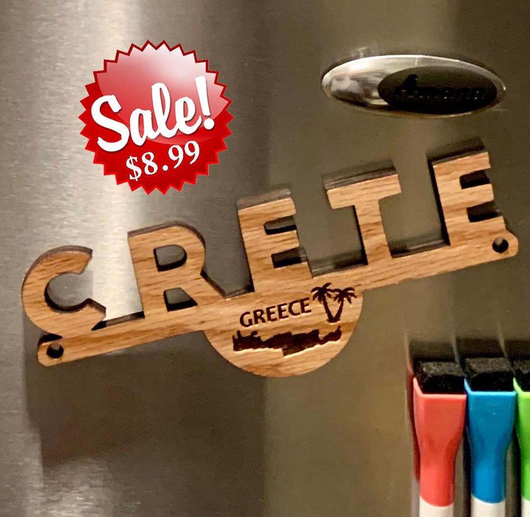 Deluxe Crete, Greek Islands Wood Crafted Fridge Travel Magnet Signs ...