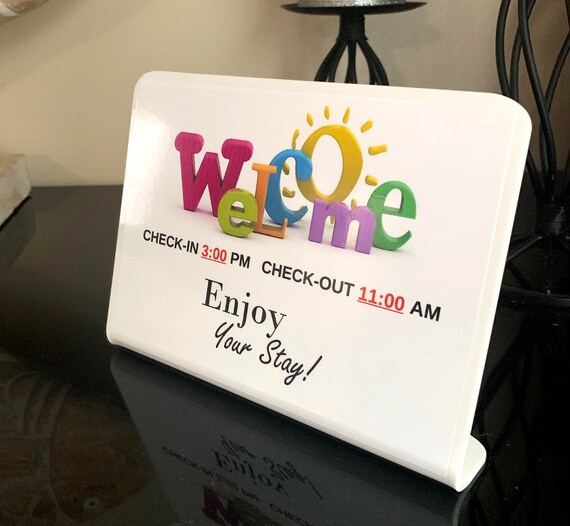 Guest Welcome Sign With Check-In Check-Out Times Large | Etsy