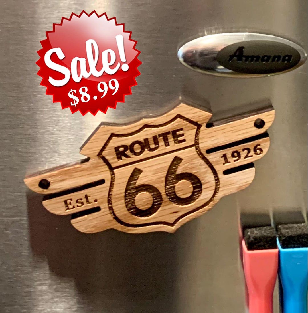 Route 66 Wood Fridge Travel Magnet Signs Chicago to Los Angeles Get ...