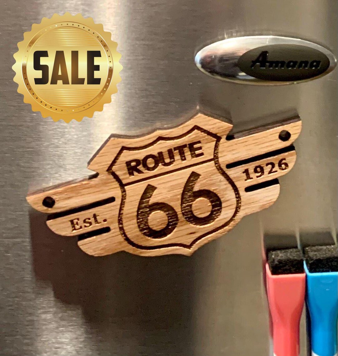 Vintage Route 66 Wood Fridge Magnet Collection - Chicago to Los Angeles ...