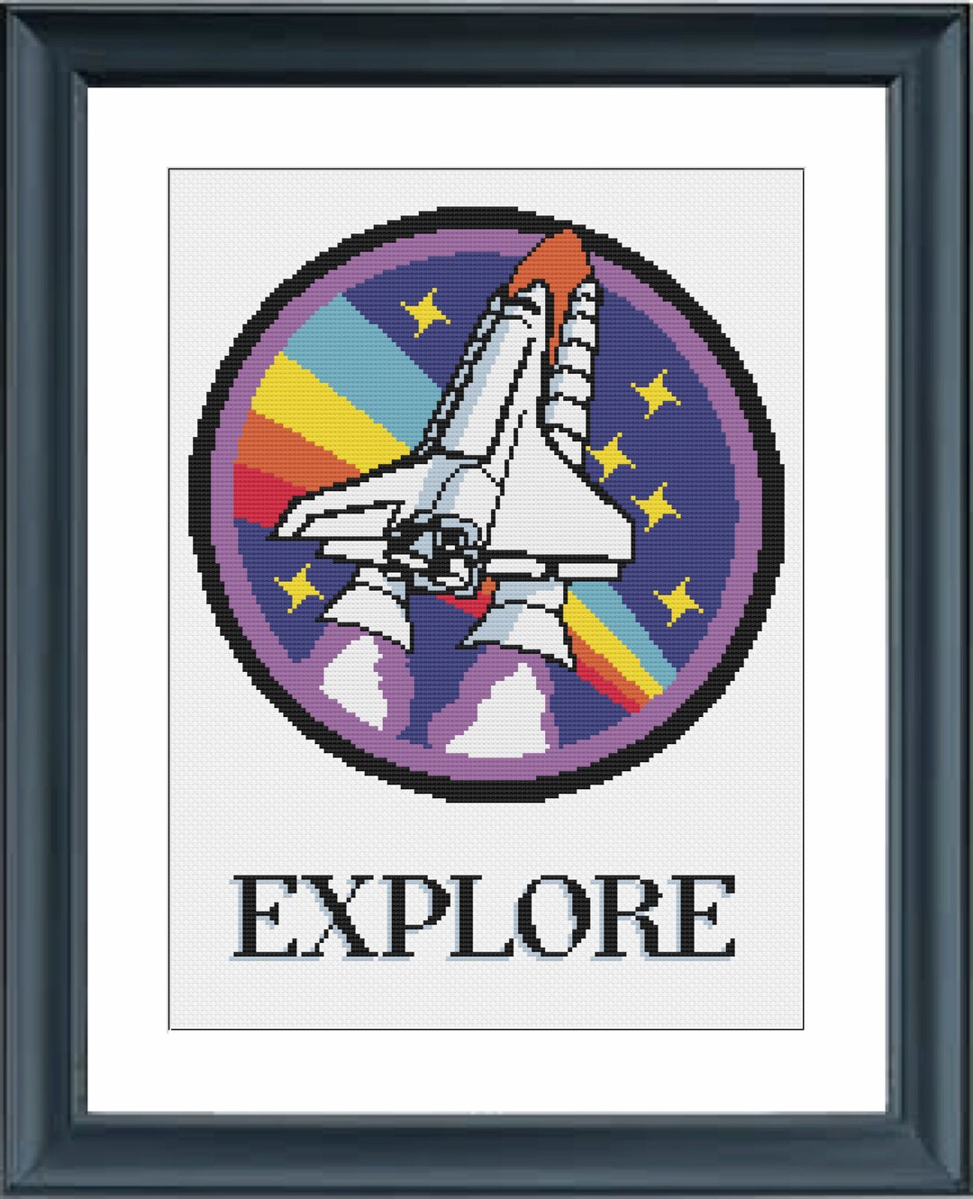 Rainbow Rocket Cross Stitch Pattern - Space Exploration (PDF Pattern ...