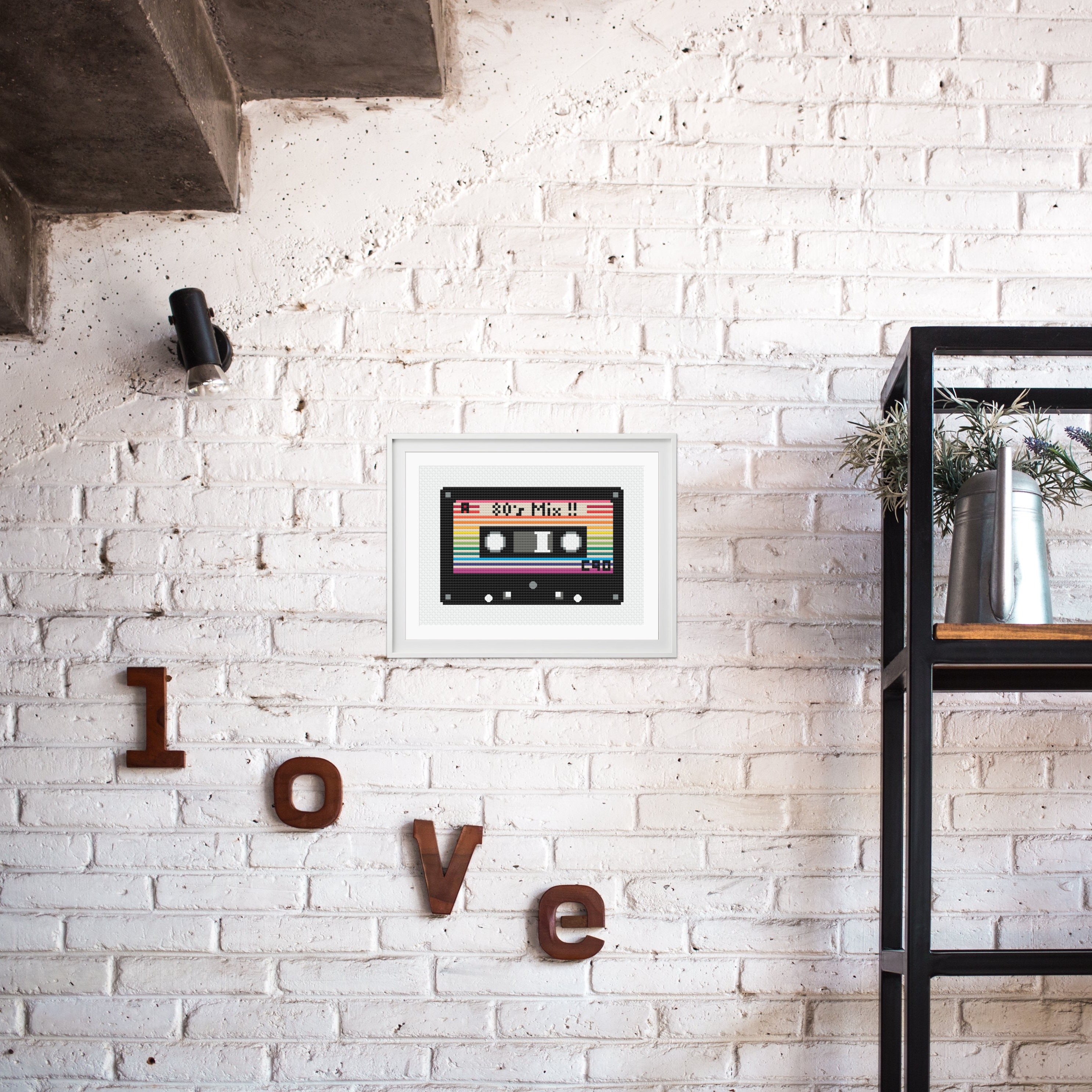 Rainbow 80s Retro Cassette Mix Tape Dance Party 80s Music Cross Stitch ...