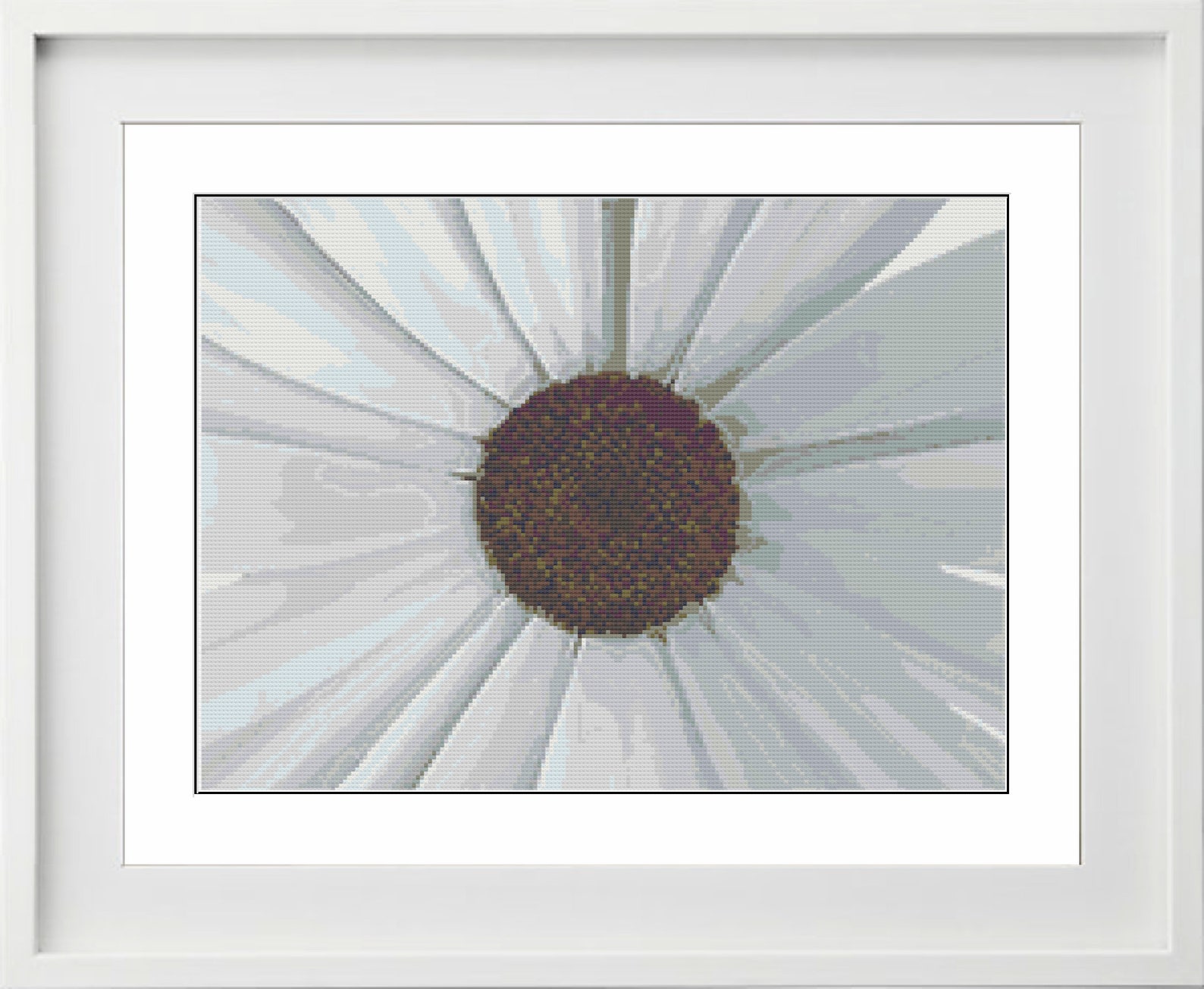 White Daisy Flower Cross Stitch Pattern - Floral Close up (PDF Pattern ...