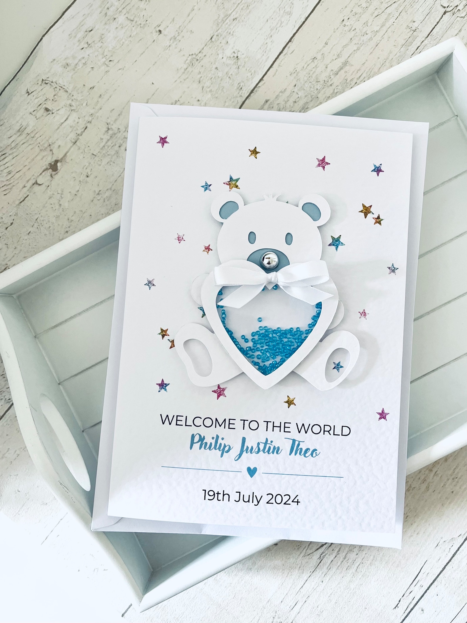 Luxury Handmade Personalised New Baby Boy Girl Card Gift New Baby Boy ...