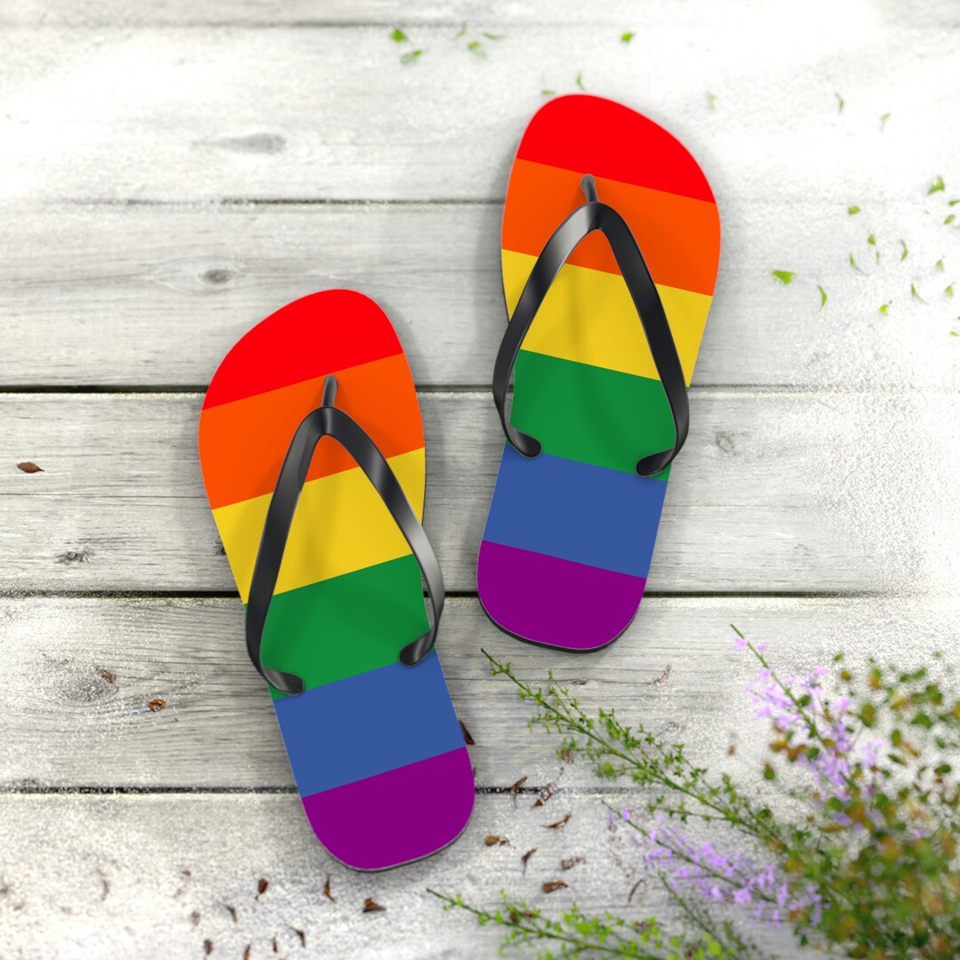 Rainbow Flip Flops - Etsy