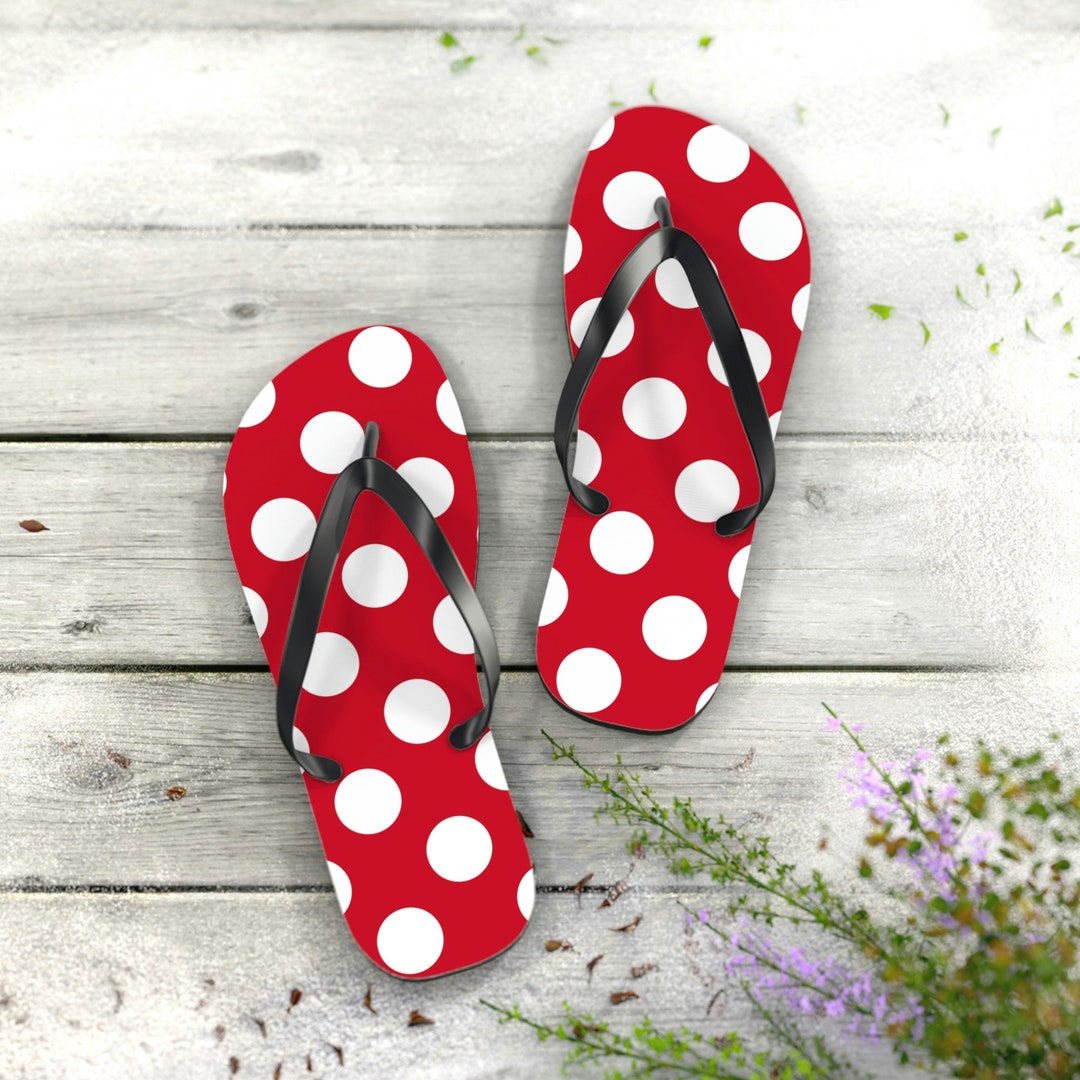 Red White Polka Dot Flip Flops - Etsy