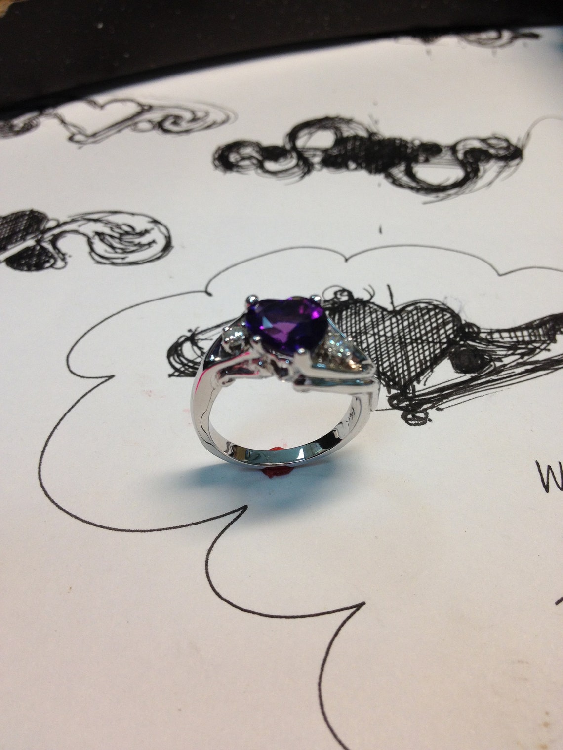 Handcrafted Purple Heart Ring - Etsy
