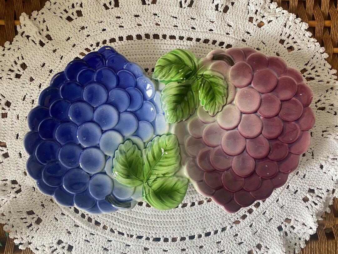 Vintage Two Tone Ceramic Grape Plate - Etsy