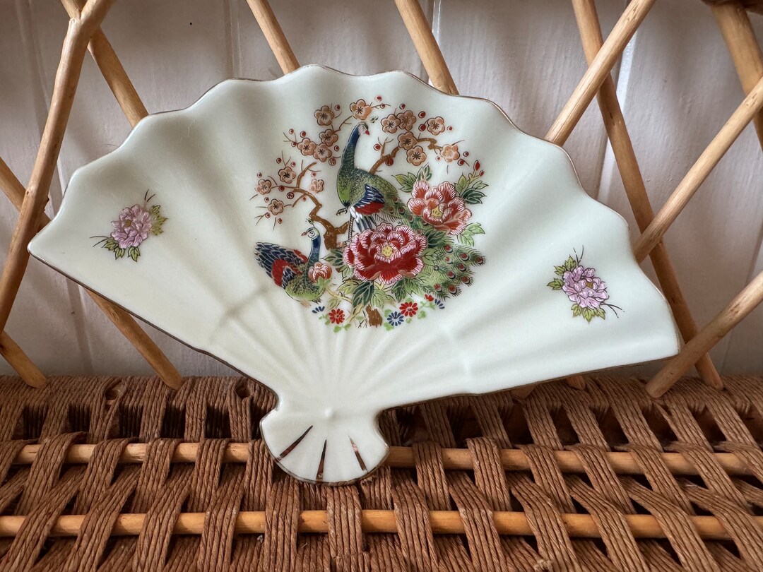 Vintage Japanese Porcelain Fan Trinket Dish Decorative Dish - Etsy