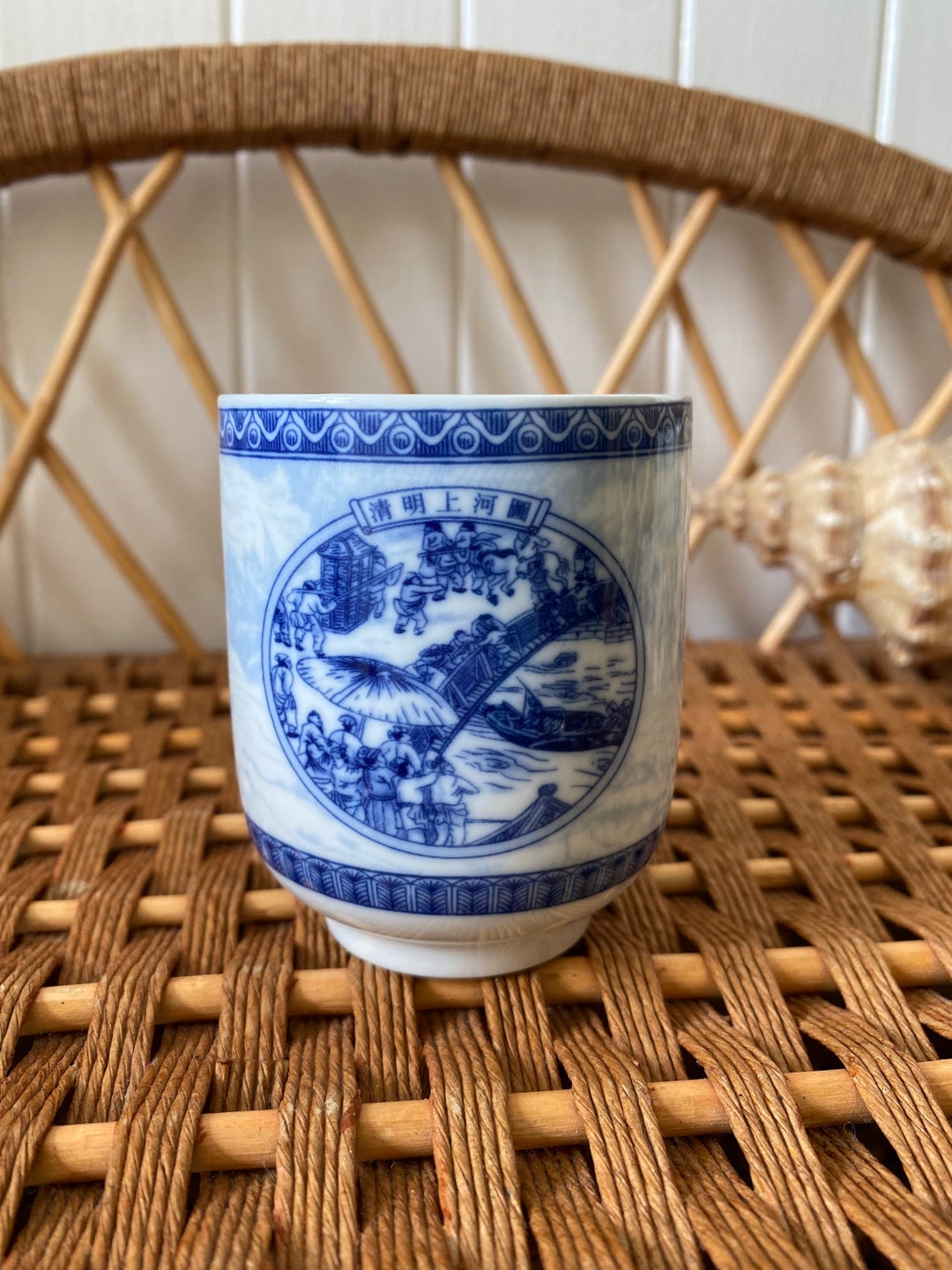 Chinese Blue and White Cup | Artwork by Zhang Zeduan ‘along the River ...