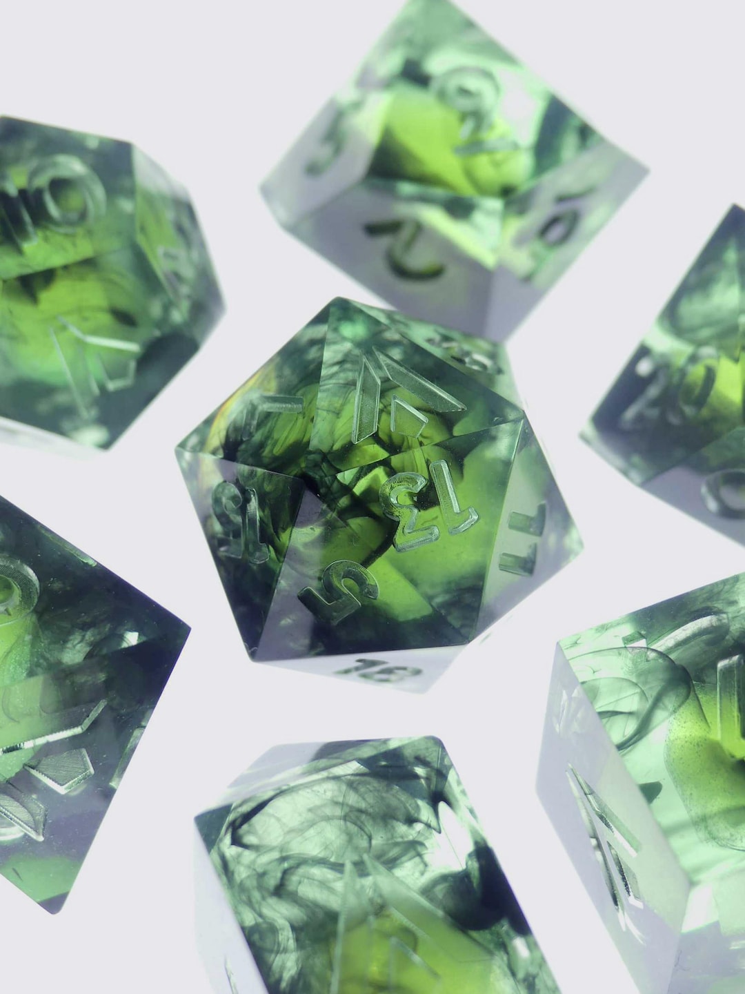 RPG Dice Set - Glow in the Dark - the Fallen Inkless - Etsy