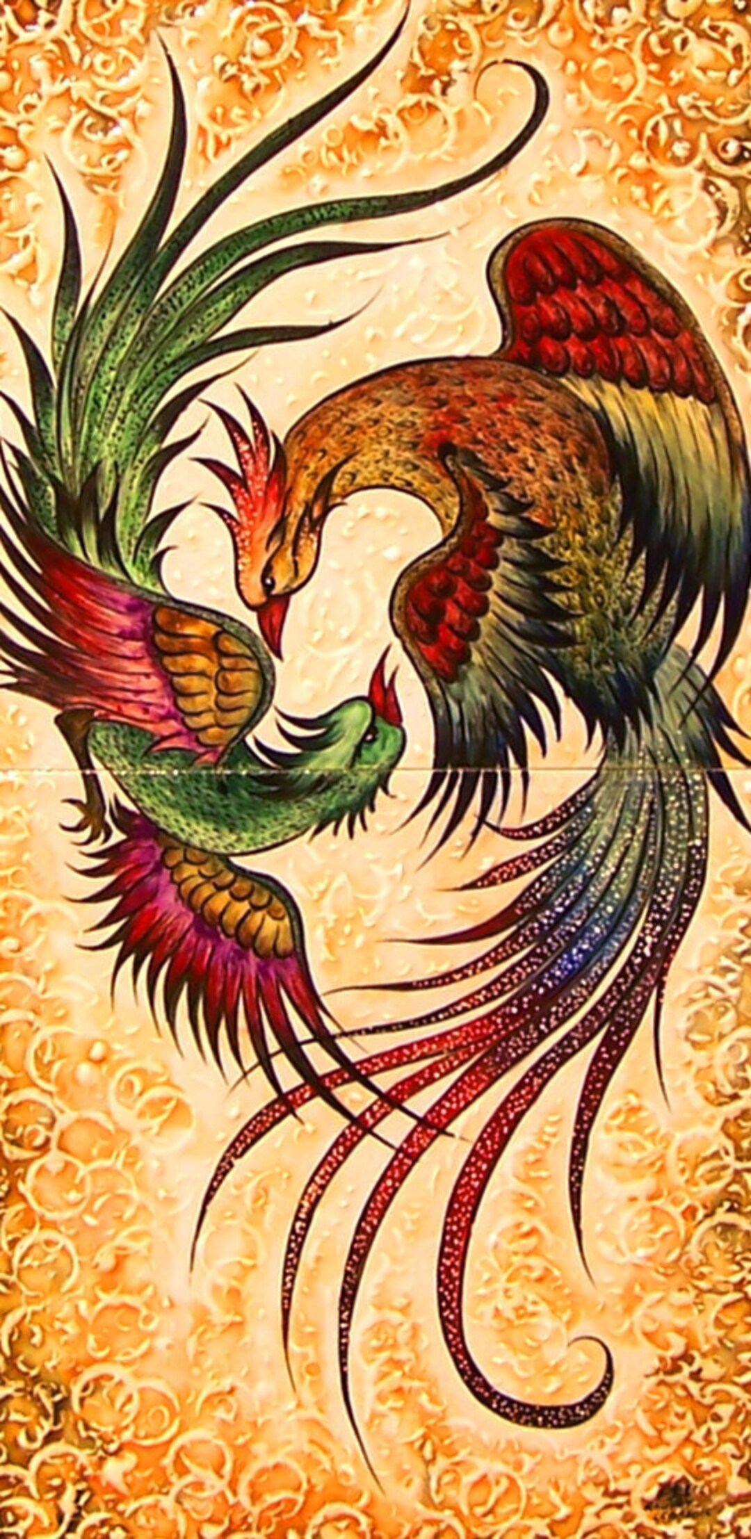 Hamed Phoenix Tile Wall Painting, 100% Handmade Hand Painted, Turkish ...