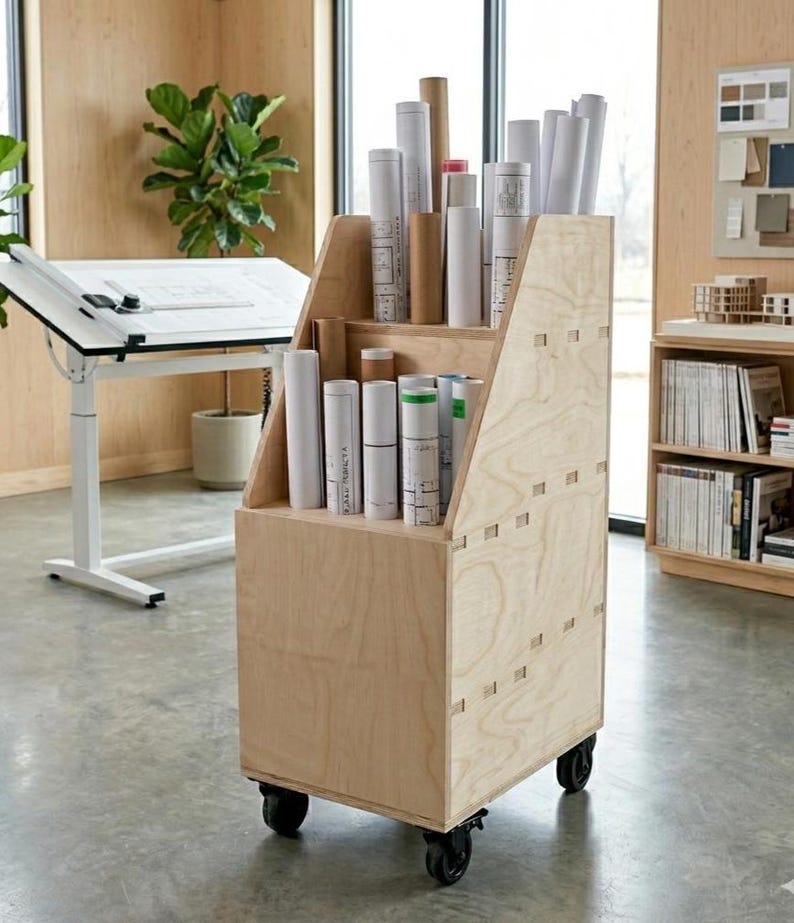 Plywood Roll Storage Cart Plans | Studio Trolley DXF Files (digital ...