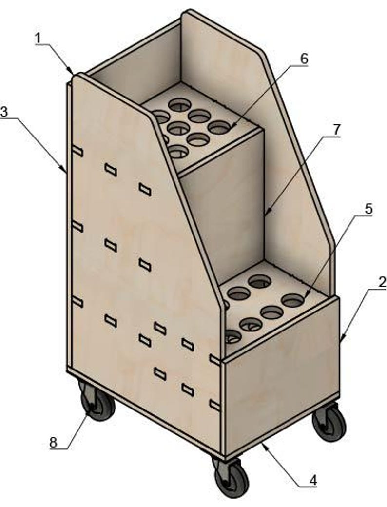 Plywood Roll Storage Cart Plans | Studio Trolley DXF Files (digital ...