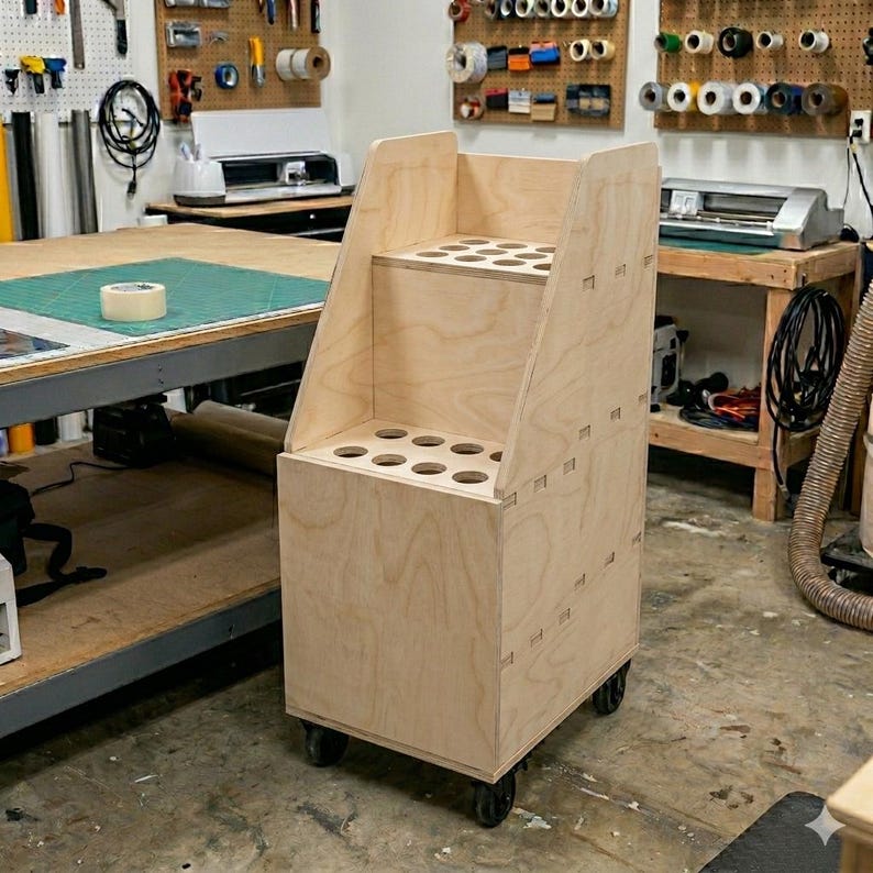 Plywood Roll Storage Cart Plans | Studio Trolley DXF Files (digital ...