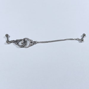 16g Two Barbell Pins Handcuff Chain Ear Cartilage, Helix, Earlobe Screw ...