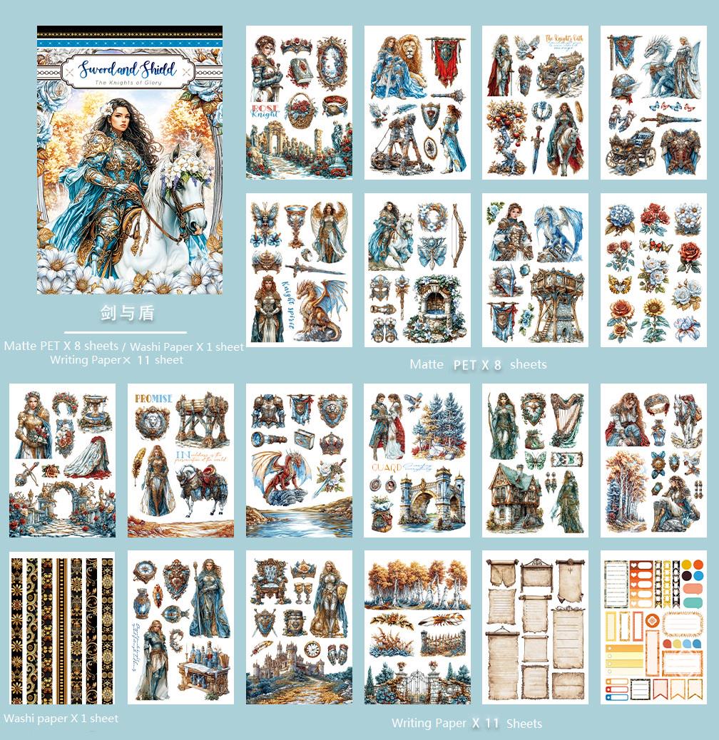 A5 Retro Journaling Sticker Book for Adults Sword and Shield Stickers ...