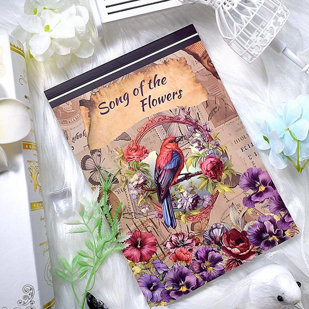 A5 Journaling Sticker Book Birds and Flowers Stickers for Scrapbooking ...