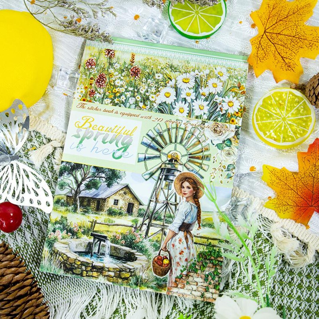 A5 Pre-cut Journaling Sticker Book Beautiful Green Spring Stickers for ...