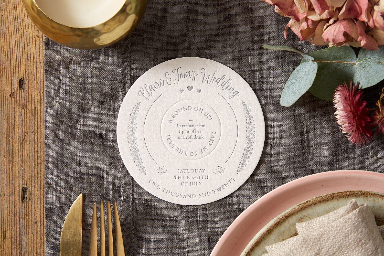 Wedding Day Beermat With Pop-out Drinks Token perfect for a - Etsy UK