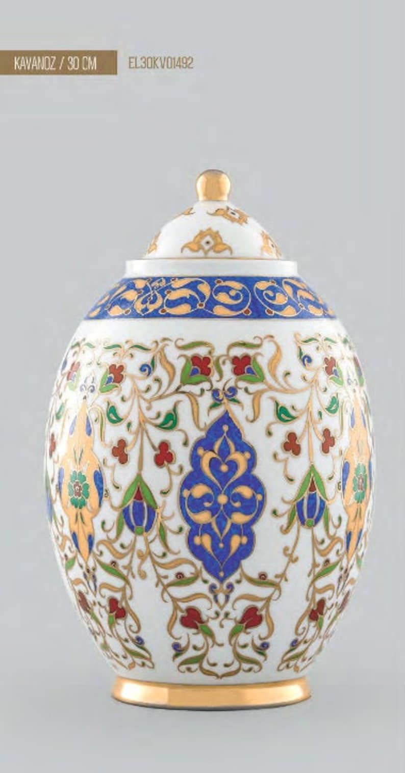 Vintage Porcelain Jar With Lid Handpainted Hand Decorated Turkish ...
