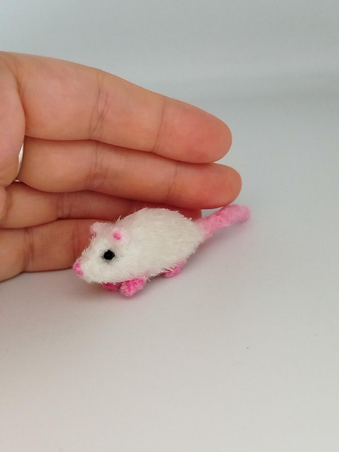 Miniature White Rat Mini Crochet Mouse Animal Dollhouse Pet for Doll ...