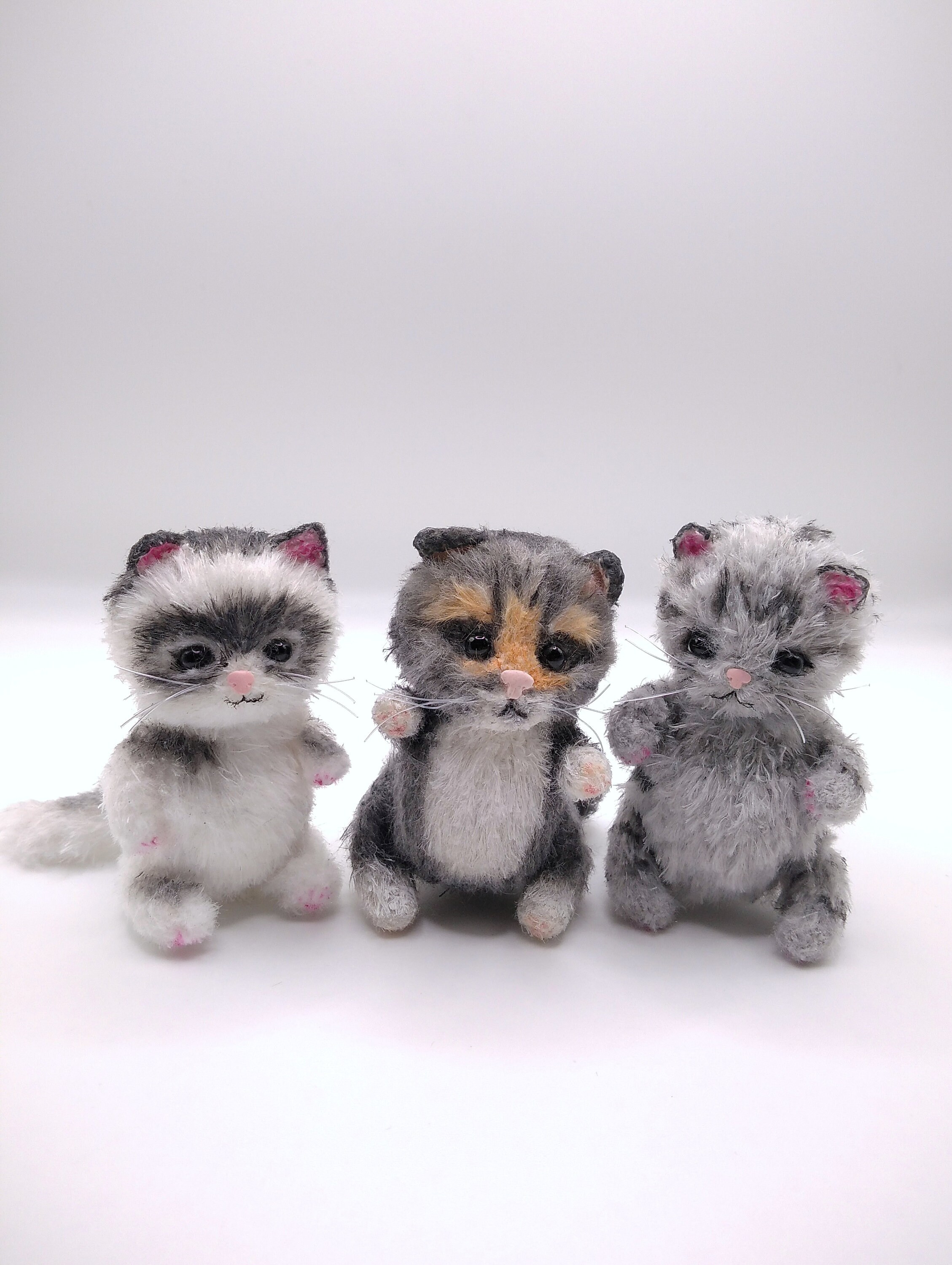 Miniature Tabby Cat Mini Gray Cat Dollhouse Pet Tiny Soft Kitten Teddy ...