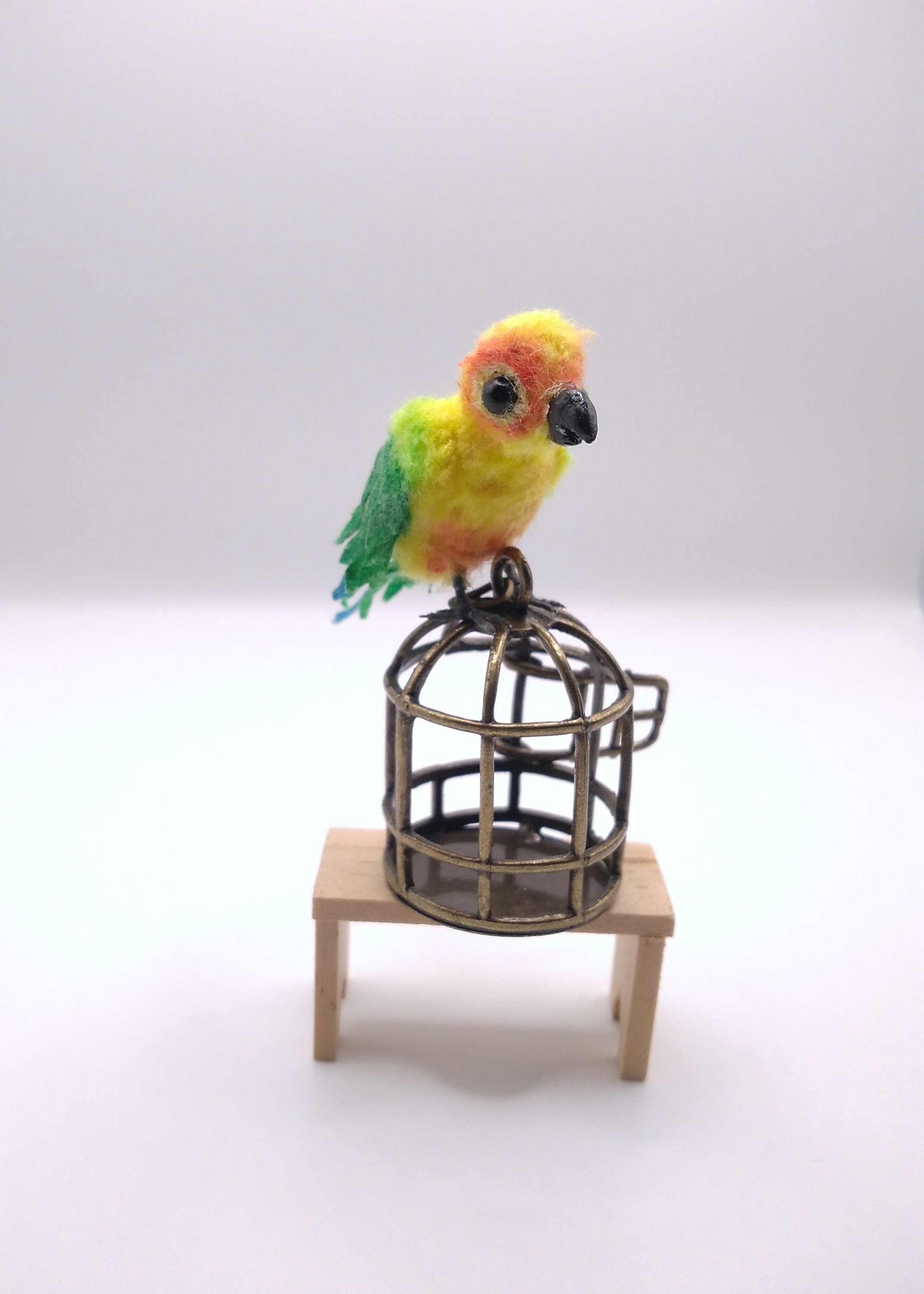 Miniature Sun Conure Yellow Parrot Mini Crochet Bird Dollhouse Pet ...