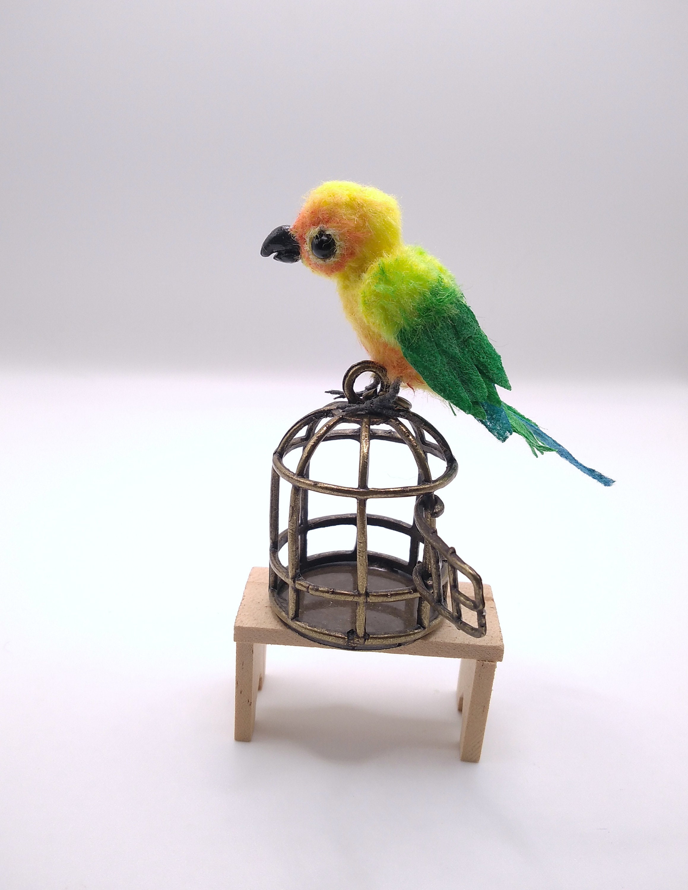 Miniature Sun Conure Yellow Parrot Mini Crochet Bird Dollhouse Pet ...