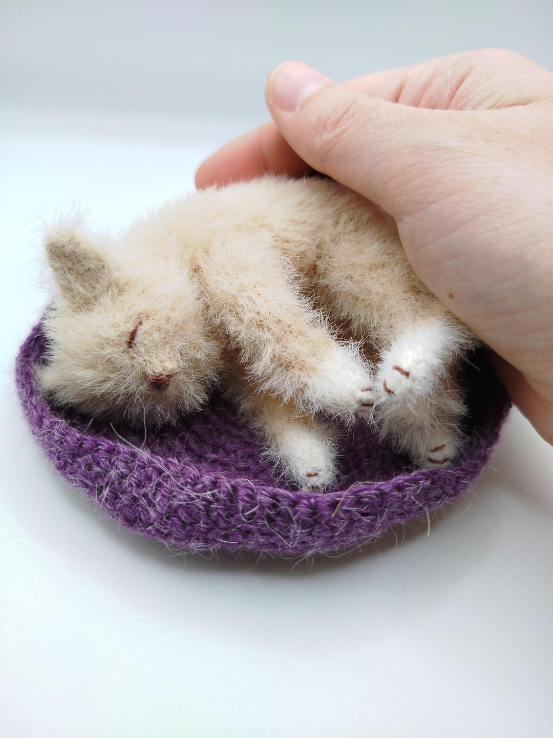Sleeping Cat Beige Amigurumi Toy Crochet Animal Cute Soft Kitty - Etsy