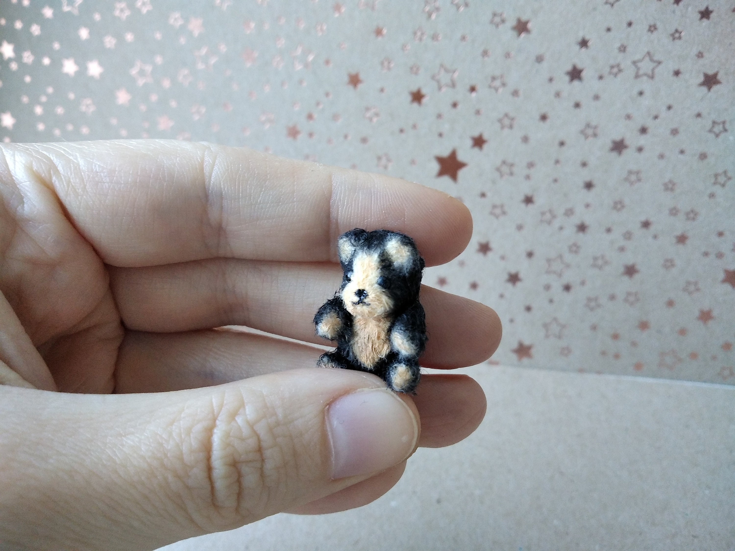 Micro Miniature Black Bear Collection Toy Crochet Animal Tiny Bear Mini ...