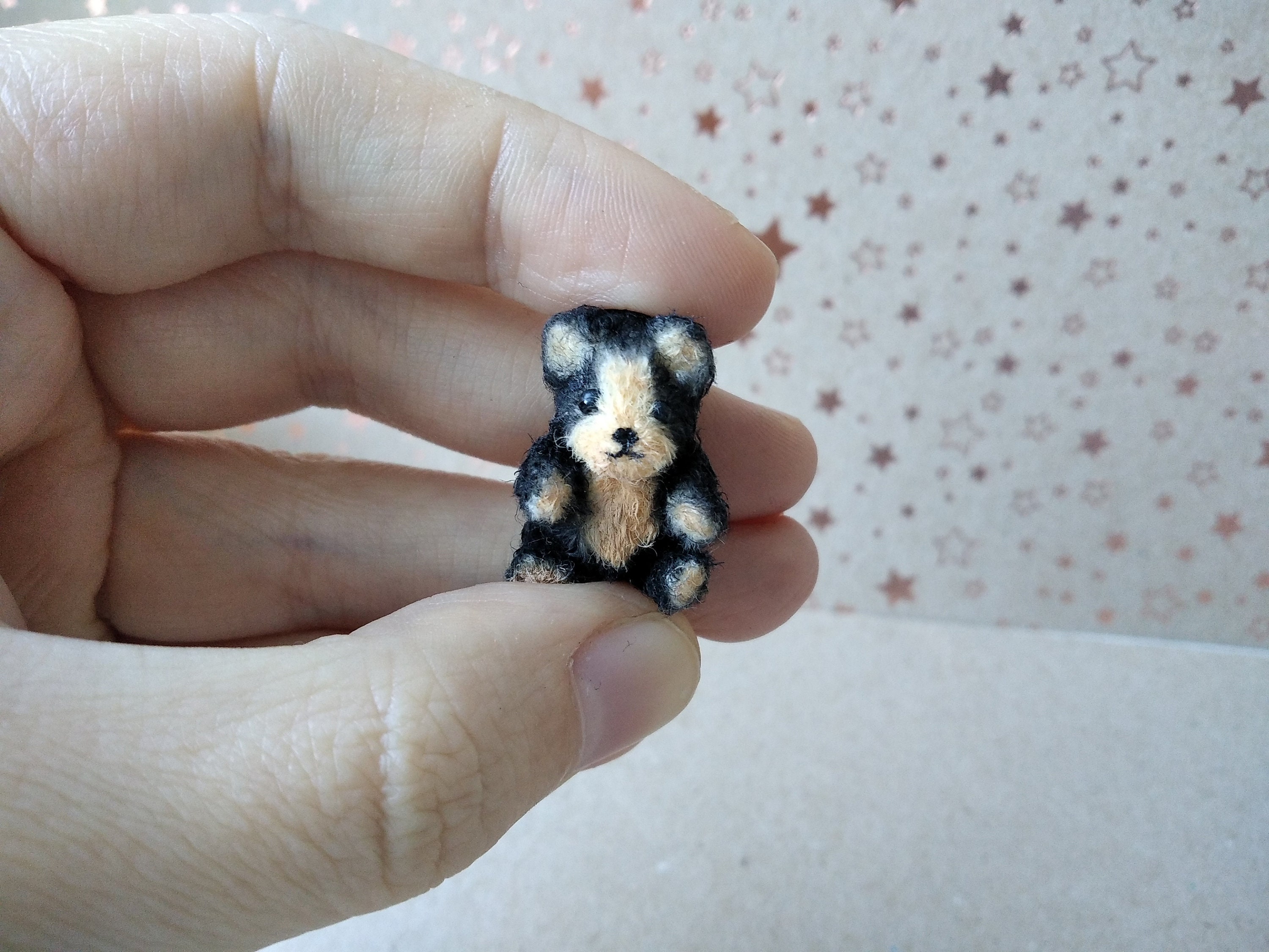 Micro Miniature Black Bear Collection Toy Crochet Animal Tiny Bear Mini ...