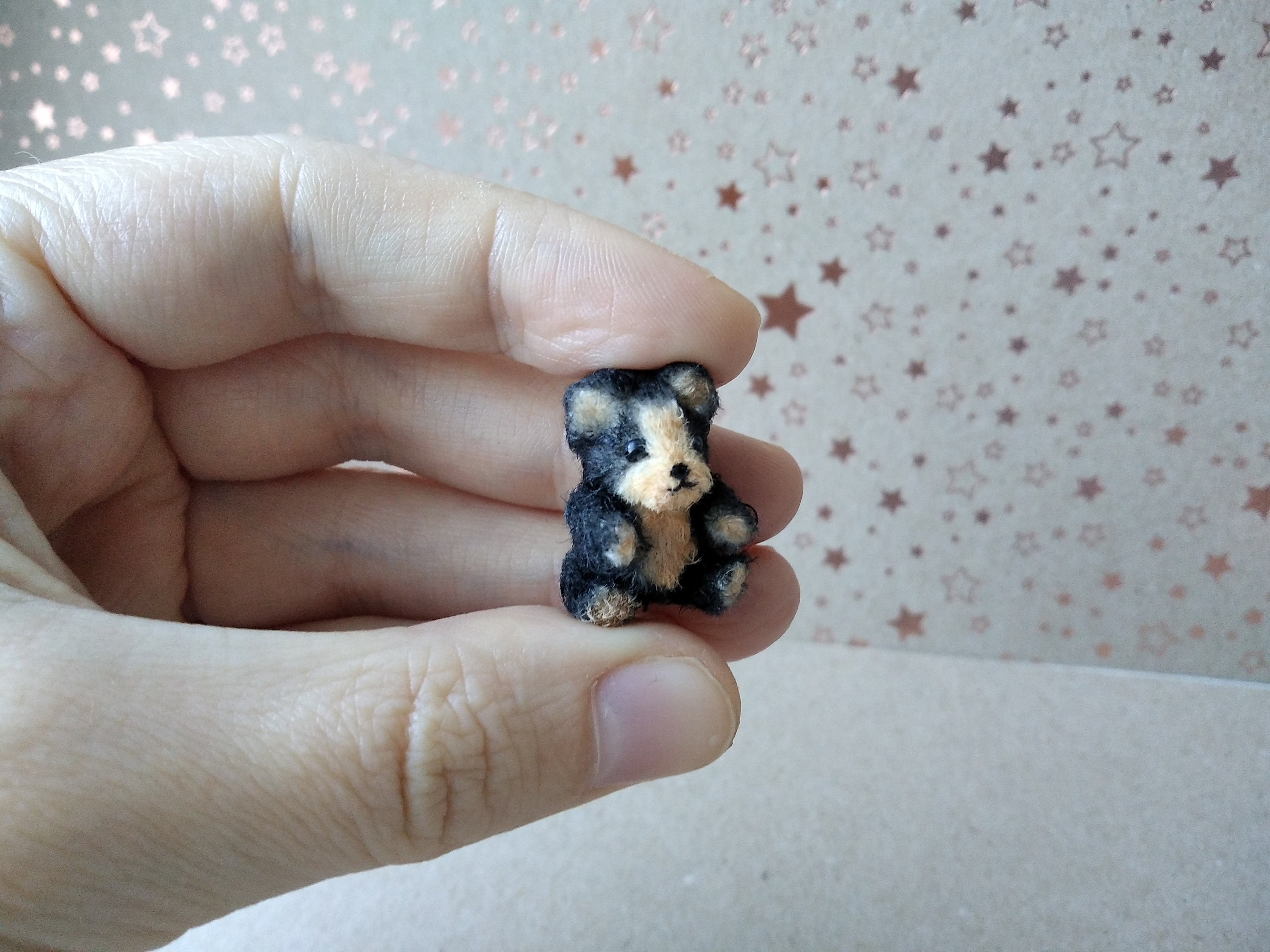 Micro Miniature Black Bear Collection Toy Crochet Animal Tiny Bear Mini ...
