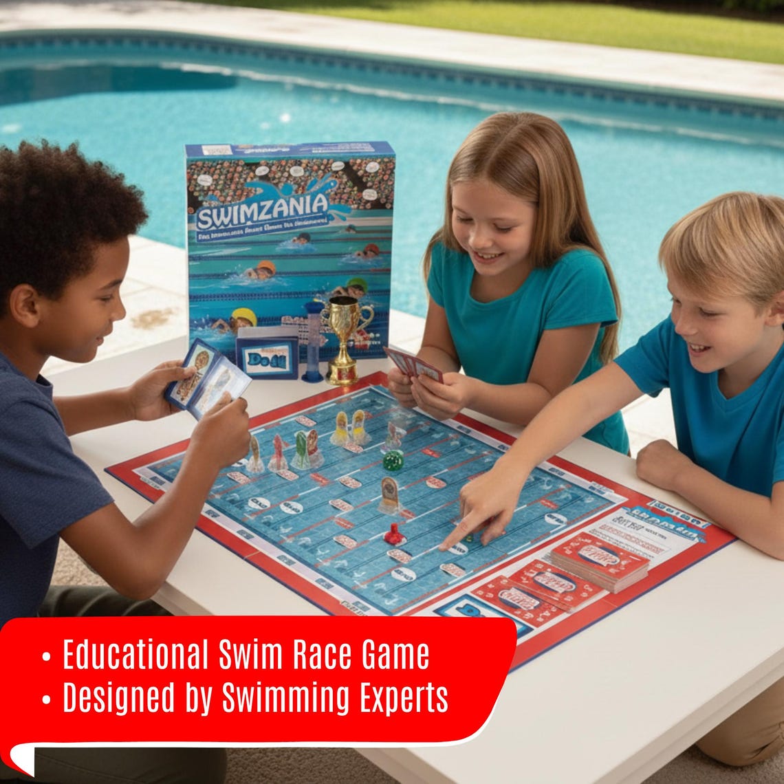 Swimzania Board Game – Interactive Swimming Race Game for Kids Ages 4 ...