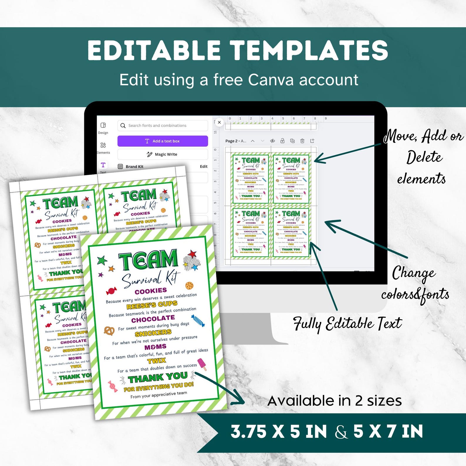 Team Survival Kit Tags Editable Staff Welcome Employee Appreciation Day ...