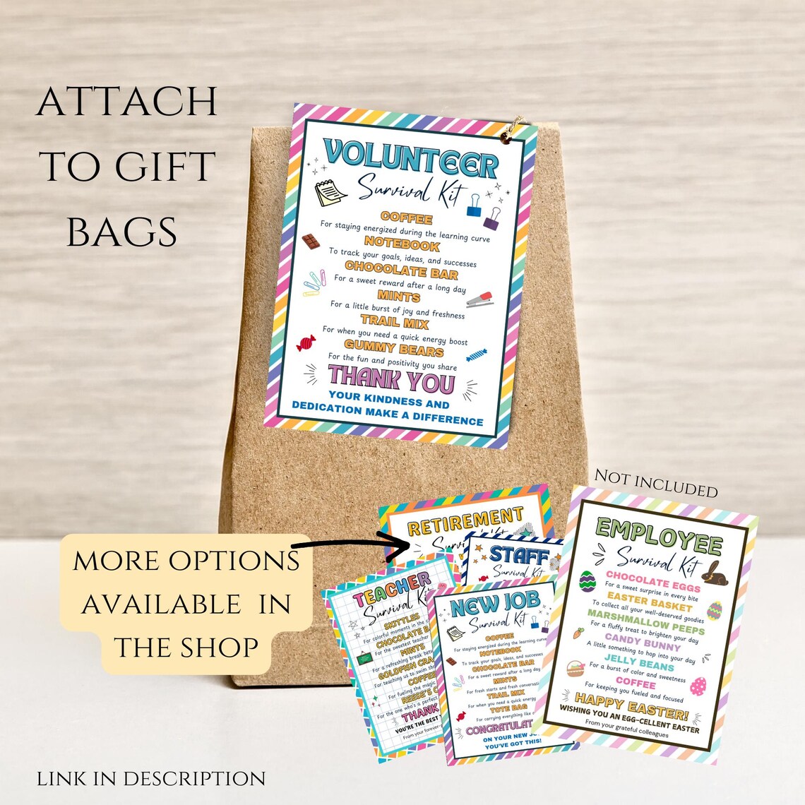 Volunteer Survival Kit Gift Tag Volunteer Appreciation Gift New Job ...