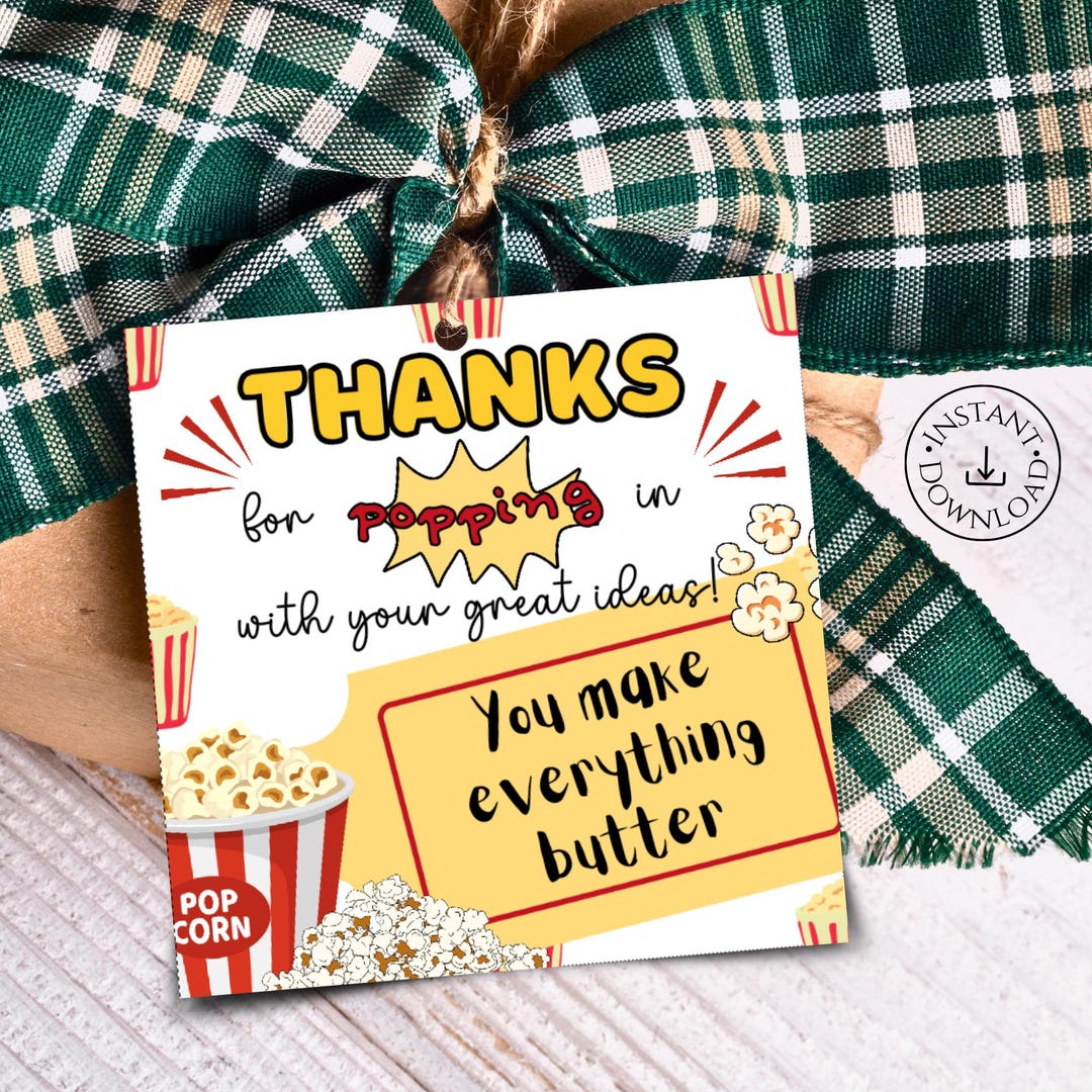 Popcorn Teacher Appreciation Week Tag Popcorn Gift Tag Poppin by to Say ...