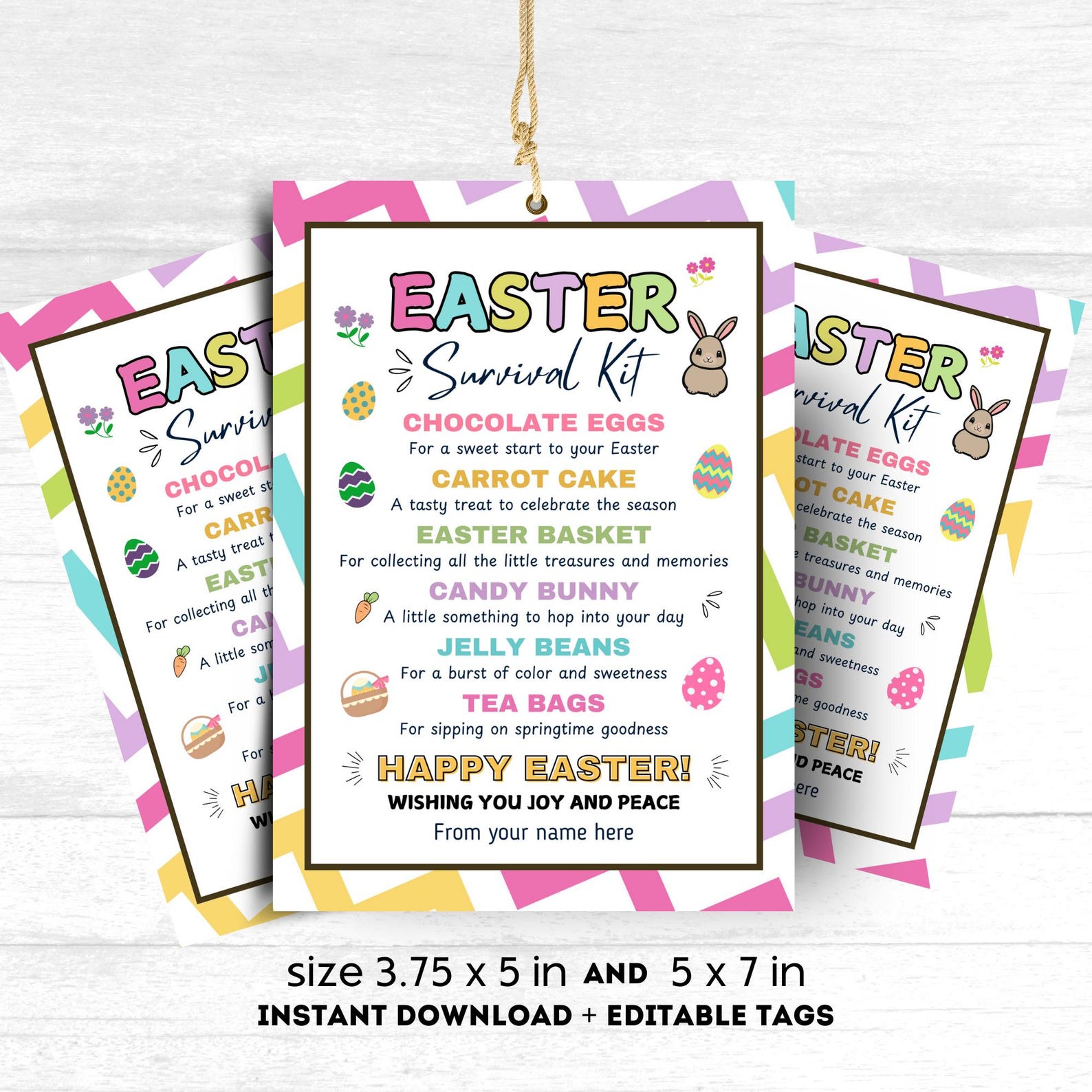 Easter Survival Kit Gift Tag Easter Bunny Bait Printable Easter ...