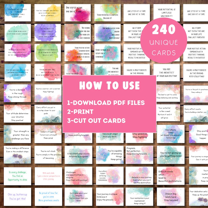 Positive Affirmations Cards Printable Digital Affirmation Cards Work ...