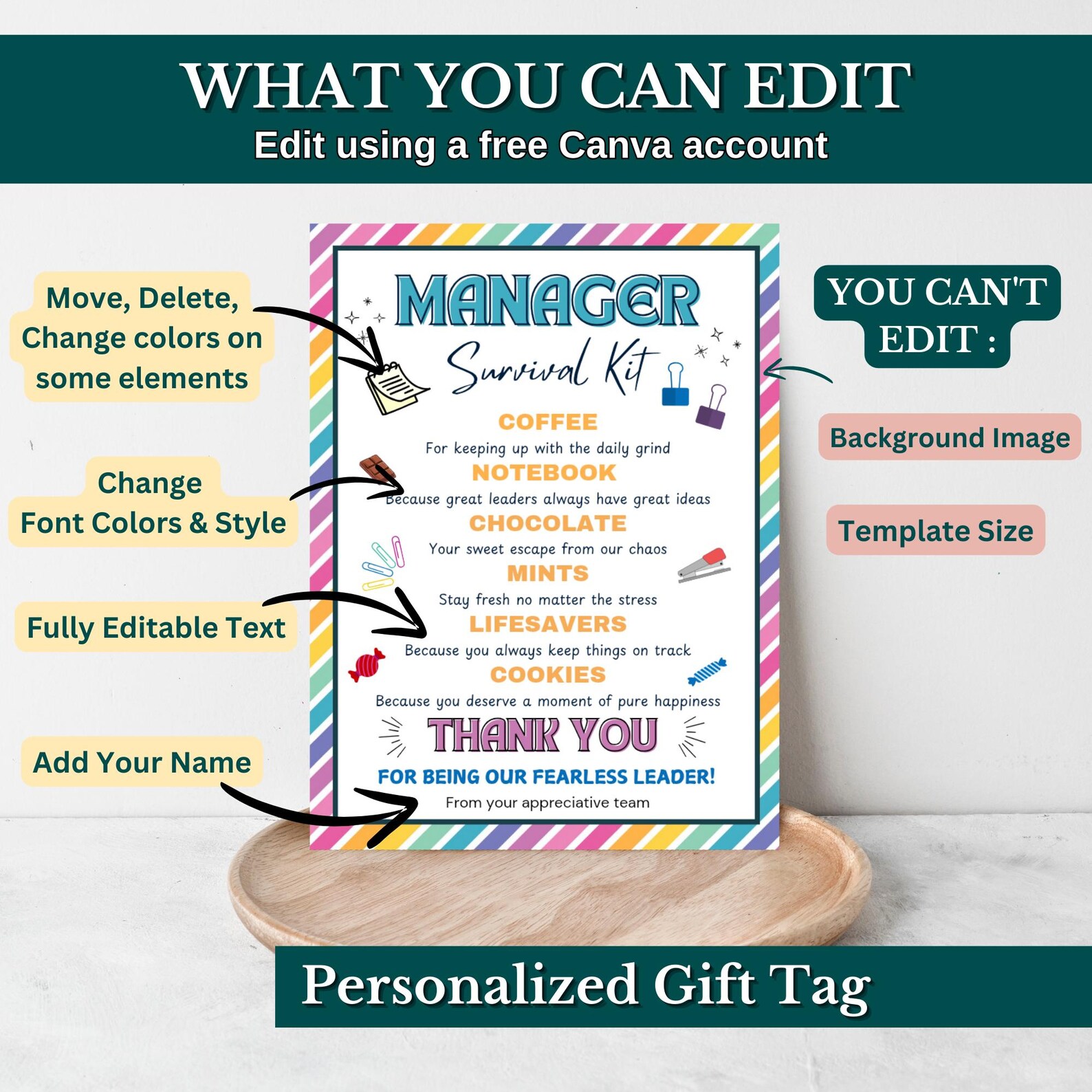 Manager Survival Kit Tag Boss Day Appreciation Gift Work Emergency Kit ...