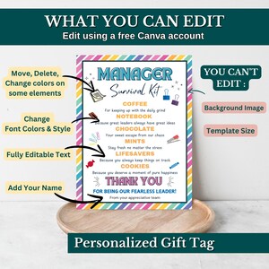 Manager Survival Kit Tag Boss Day Appreciation Gift Work Emergency Kit ...