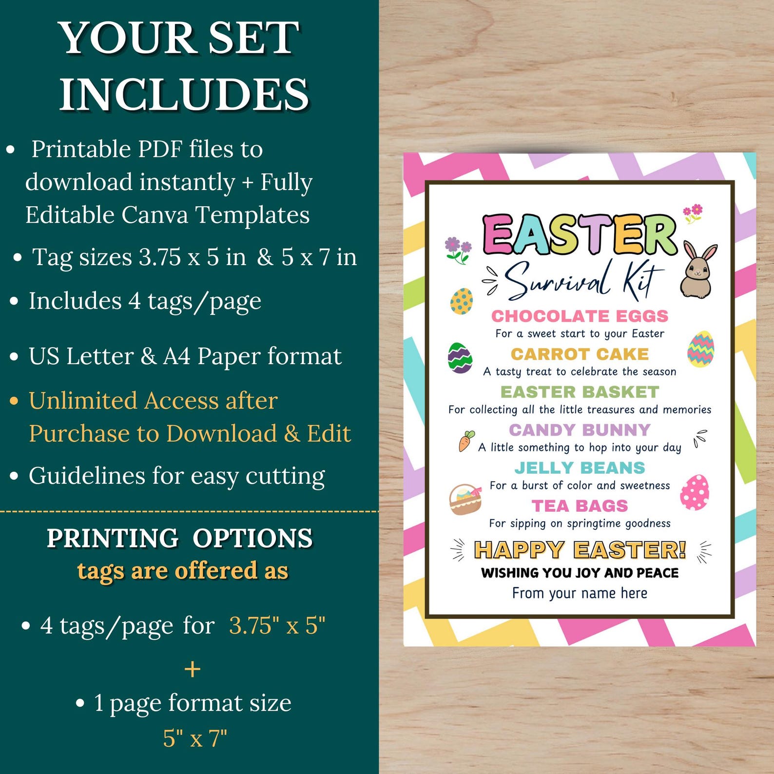 Easter Survival Kit Gift Tag Easter Bunny Bait Printable Easter ...